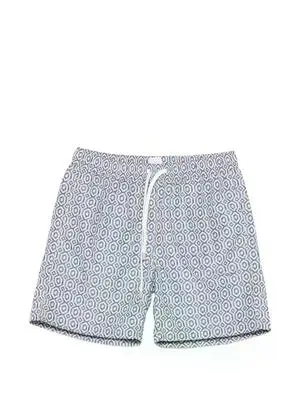 Eleventy Geometric-pattern Swim Shorts - Blue