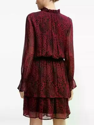 MARC AUREL Animal Print Ruffle Dress