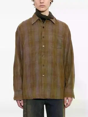 Our Legacy Borrowed Checked-pattern Shirt - Brown