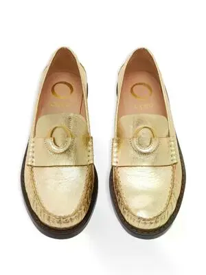 ODISSI Kali Decorative Leather Loafers - Gold