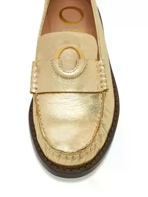 ODISSI Kali Decorative Leather Loafers - Gold