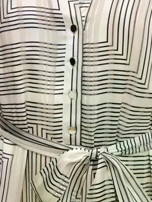 MARC AUREL Geometric Print Belted Shirt Dress