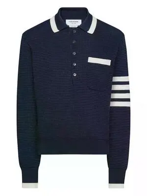 Thom Browne Stitch 4-bar Long-sleeve Polo Shirt