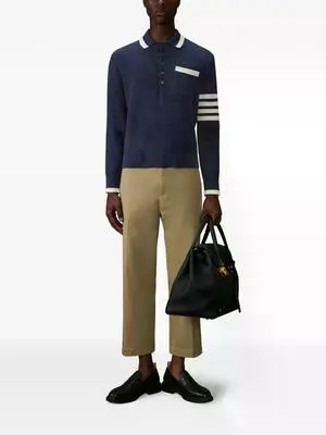 Thom Browne Stitch 4-bar Long-sleeve Polo Shirt