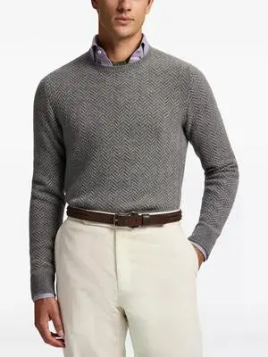 Ralph Lauren Purple Label Herringbone Crew Neck Sweater