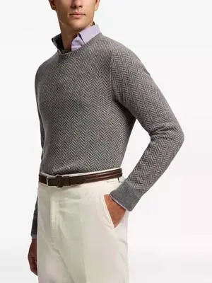 Ralph Lauren Purple Label Herringbone Crew Neck Sweater
