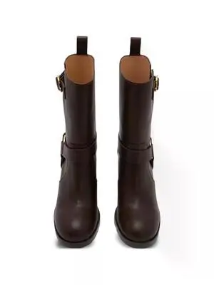 ODISSI Harnessed Strap Biker Boots - Brown