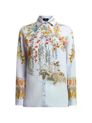 Etro Floral-fauna Print Silk Shirt