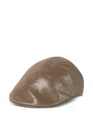 Brunello Cucinelli Sparkling Linen Beret - Brown