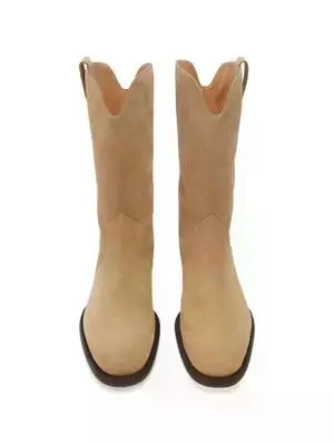 ODISSI Suede Cowboy Boots - Neutrals