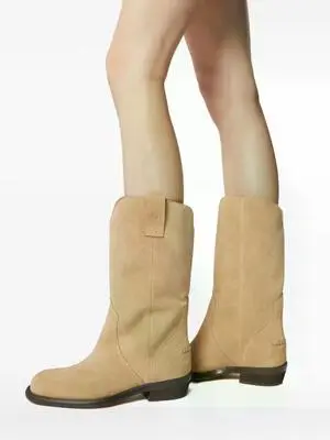 ODISSI Suede Cowboy Boots - Neutrals