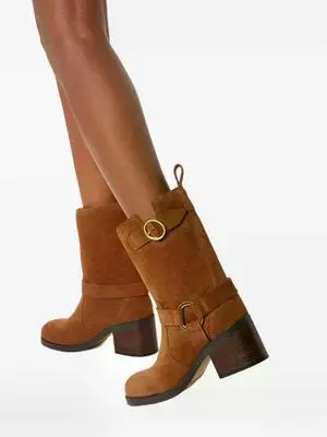 ODISSI Hailey Strapped Suede Boots - Brown
