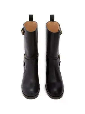 ODISSI Harnessed Leather Boots - Black