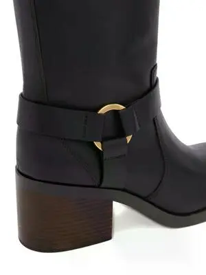 ODISSI Harnessed Leather Boots - Black