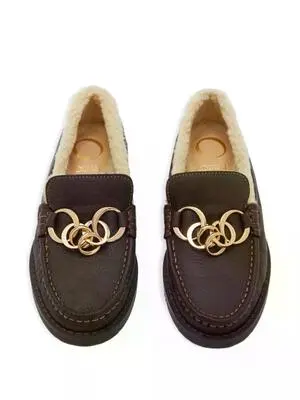 ODISSI Grainy Chain Loafers - Brown