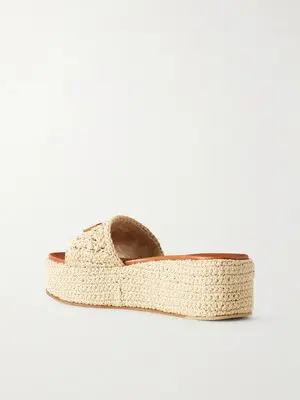 Versace Logo-embellished Raffia Platform Slides