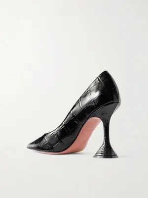 Amina Muaddi Ami Croc-effect Leather Pumps - Black