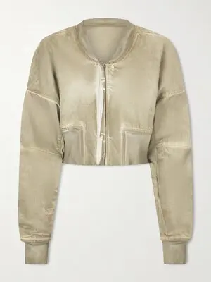 Rick Owens Cropped Distressed Denim Jacket - Neutrals