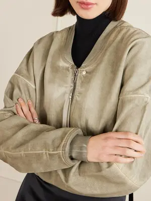 Rick Owens Cropped Distressed Denim Jacket - Neutrals