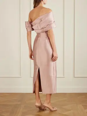 Solace London Mirla Off-the-shoulder Faille Midi Dress