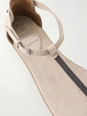 Brunello Cucinelli Bead-embellished Suede Sandals