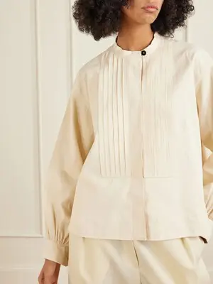 JIL SANDER Pleated Linen Shirt - Neutrals