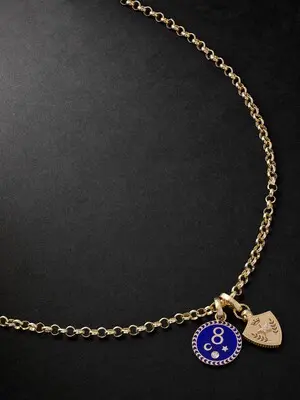FOUNDRAE Karma Per Aspera Ad Astra Medium 18-karat Enamel And Diamond Necklace - Gold