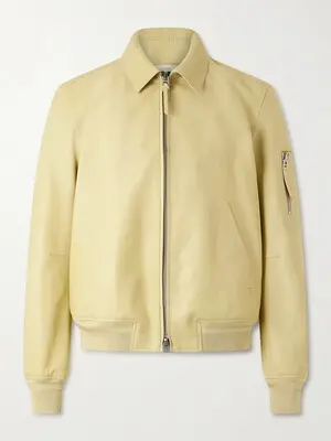 TOM FORD Leather Blouson Jacket - Yellow