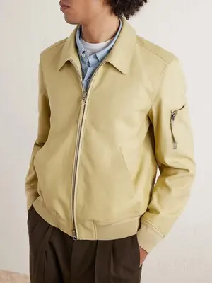 TOM FORD Leather Blouson Jacket - Yellow