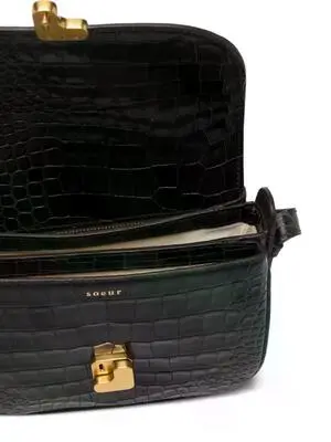 Soeur Embossed Leather Shoulder Bag