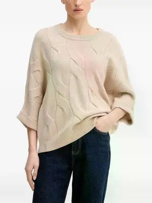 BENETTON Cable-knit Crew-neck Sweater - Neutrals