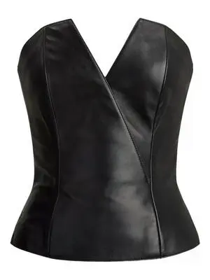 Ralph Lauren V-neck Leather Top