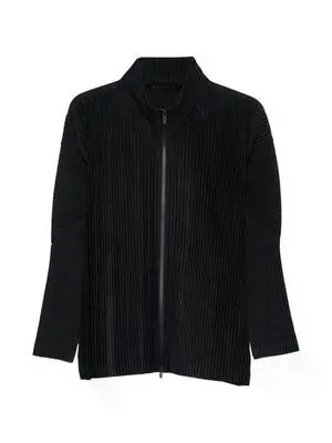 Issey Miyake Pleated Zip-up Jacket - Black