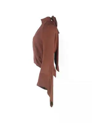 PETAR PETROV Asymmetrical Keyhole High Neck Blouse