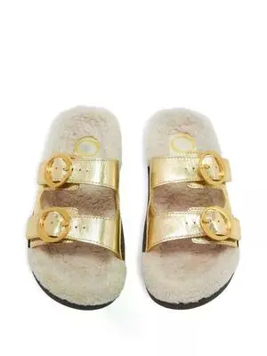 ODISSI Yuki Buckle Leather Sandals - Gold