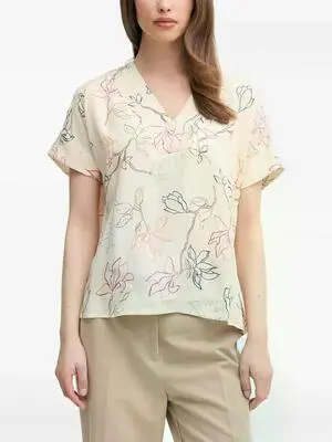 MOS MOSH Floral Print V-neck Blouse