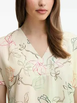 MOS MOSH Floral Print V-neck Blouse