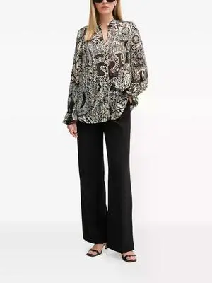 MARC AUREL Paisley Lace Trim Blouse