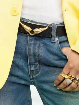 Zadig&Voltaire Rock Reversible Wings Leather Belt - Neutrals