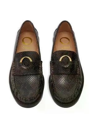 ODISSI Kali Signature Python-effect Leather Loafers - Brown