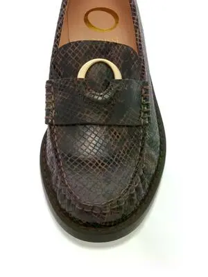 ODISSI Kali Signature Python-effect Leather Loafers - Brown