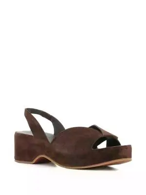 DEL CARLO Slingback Suede Platform Sandals