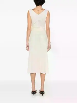Elisabetta Franchi Knit Dress With Golden Metal Detail - Neutrals