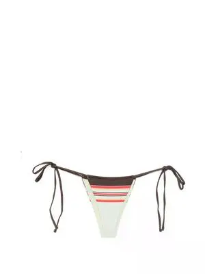 Frankies Bikinis Tia Striped Tie-side Bikini Bottoms - Green