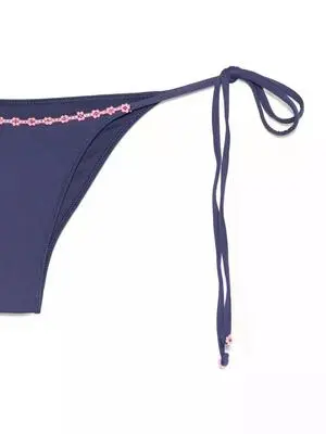 Frankies Bikinis Mackenzie Floral-embellished Bikini Bottoms