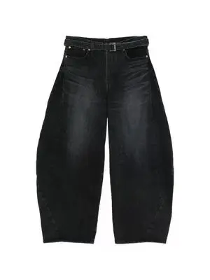Sacai Belted Cropped Wide Leg Jeans