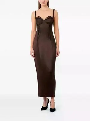 NICHOLAS Dominique Lace-detail Maxi Dress - Brown