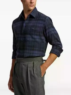 Ralph Lauren Purple Label Plaid Twill Shirt - Blue