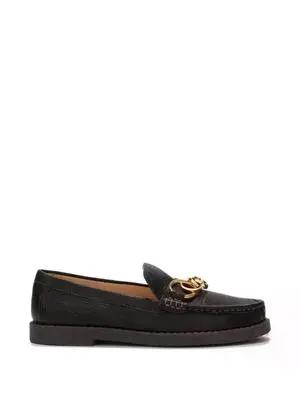 ODISSI Jane Chain Leather Loafers - Black