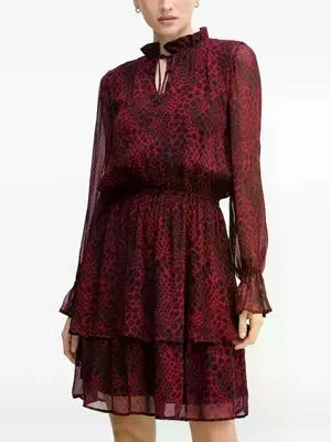 MARC AUREL Animal Print Tiered Dress